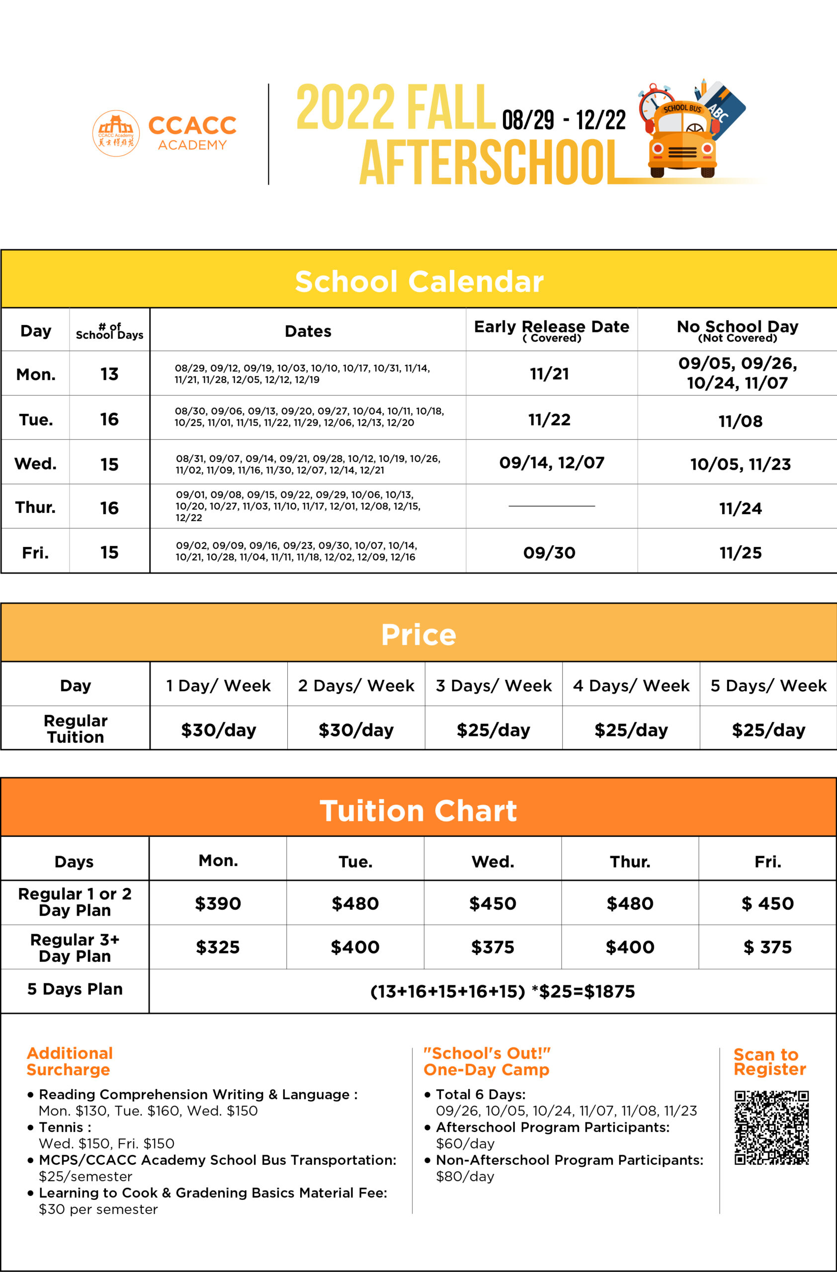 Fall 2022 After School Calendar – ccaccacademy.org